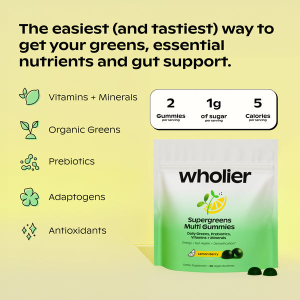 Supergreens Gummies - Greens, Multivitamin, Prebiotic in Two Gummies ...